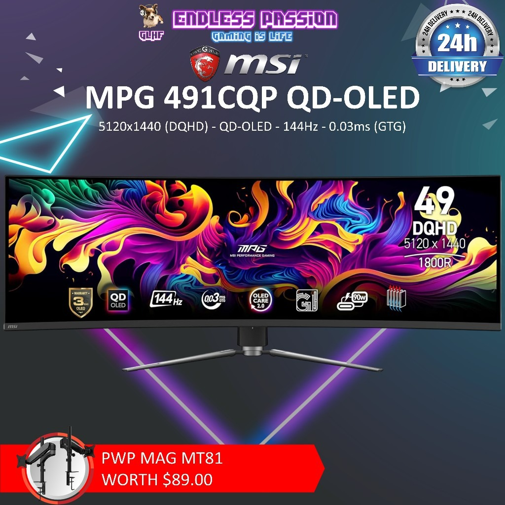 MSI MPG 491CQP QD-OLED Curved OLED Gaming Monitor, Computers & Tech ...