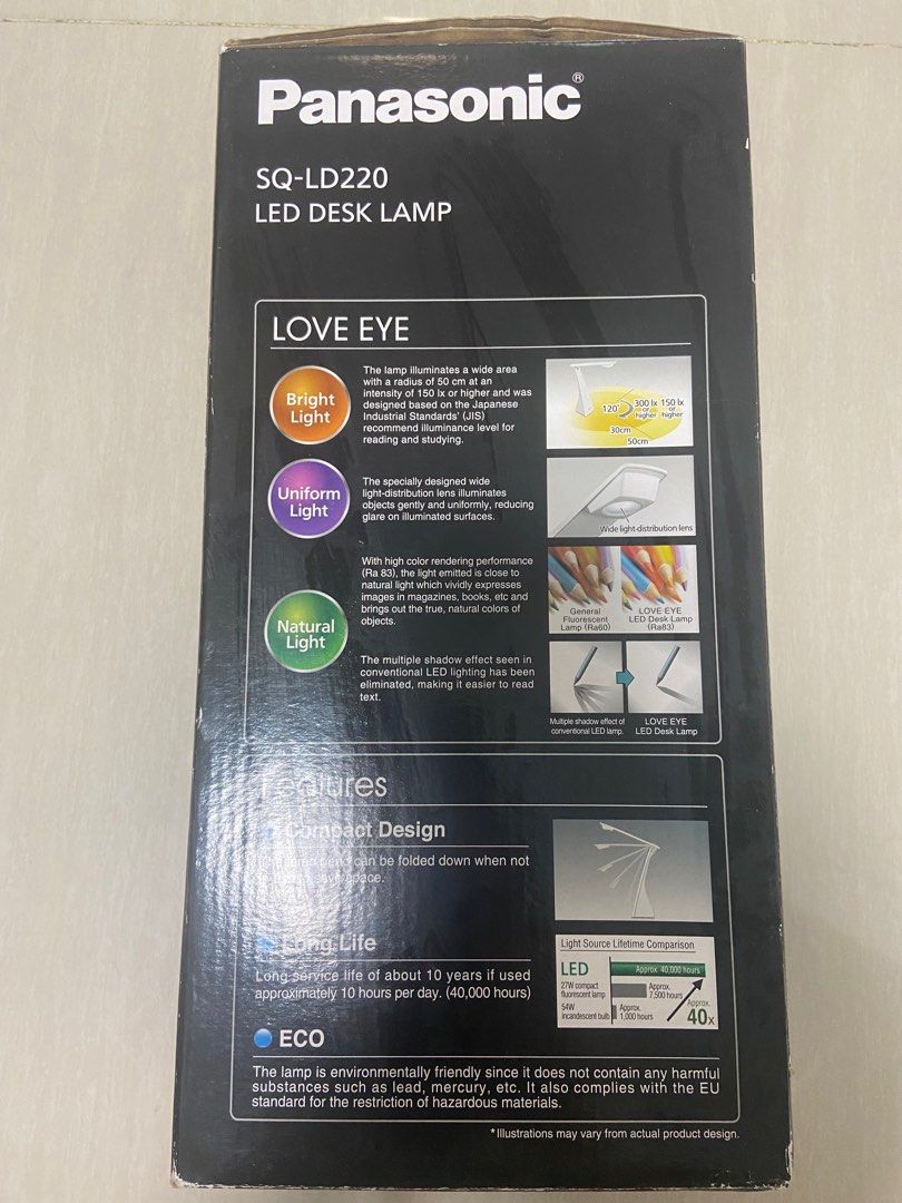Panasonic 樂聲 SQ-LD220-W13 護目佳LED檯燈, 傢俬＆家居, 燈飾及風扇, 燈飾 - Carousell