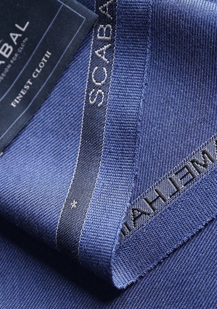 (Rare exclusive luxury) Scabal blue 50% silk 50% camel hair fabric for ...