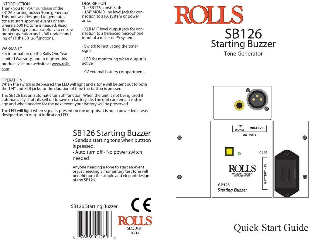 ROLLS SB126 Starting Sound Buzzer/Tone Generator, Sports Equipment ...