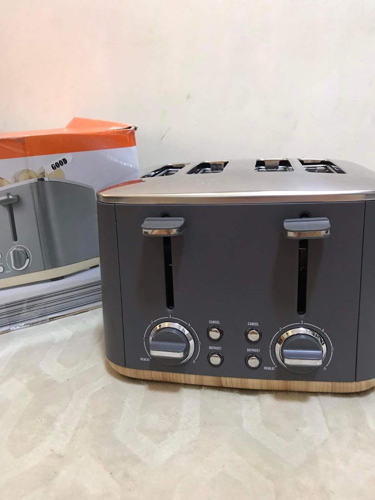 Scandi 4Slot Bread Toaster Gray wood Trim design, TV & Home Appliances ...