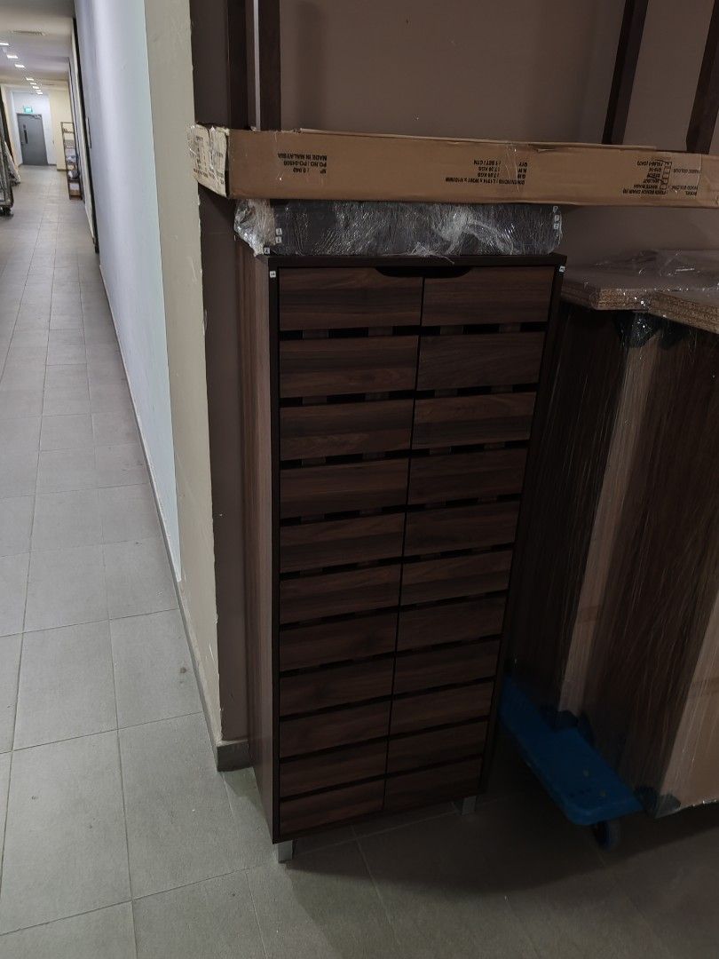 Shoe cabinet walnut defect, Furniture & Home Living, Furniture, Shelves ...