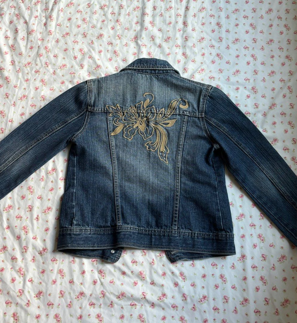 vintage thrifted graphic denim jacket, Women's Fashion, Coats, Jackets ...