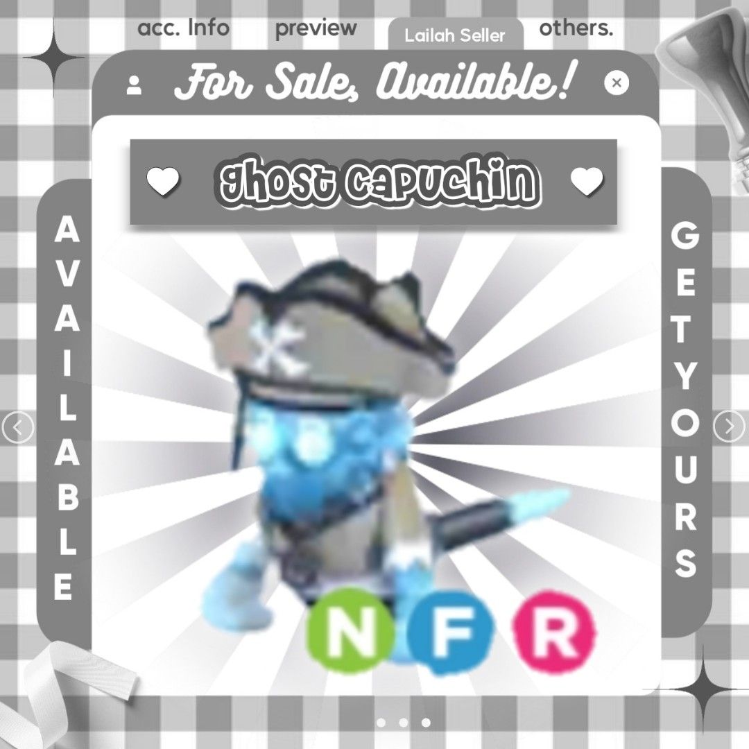 Adopt me |NFR Pirate Ghost Capuchin Monkey|Legendary pet| Roblox, Video ...