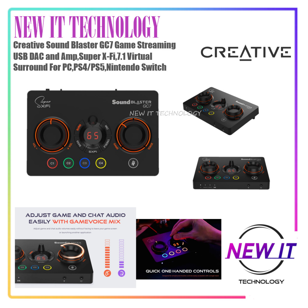 Creative Sound Blaster GC7 Game Streaming USB DAC and Amp,Super X-Fi,7. ...