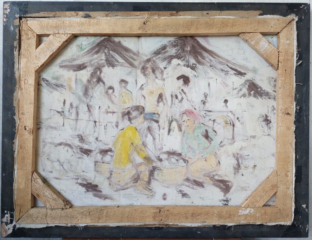 Lukisan Pasar Karya Barli 1996, Antik, Pajangan di Carousell