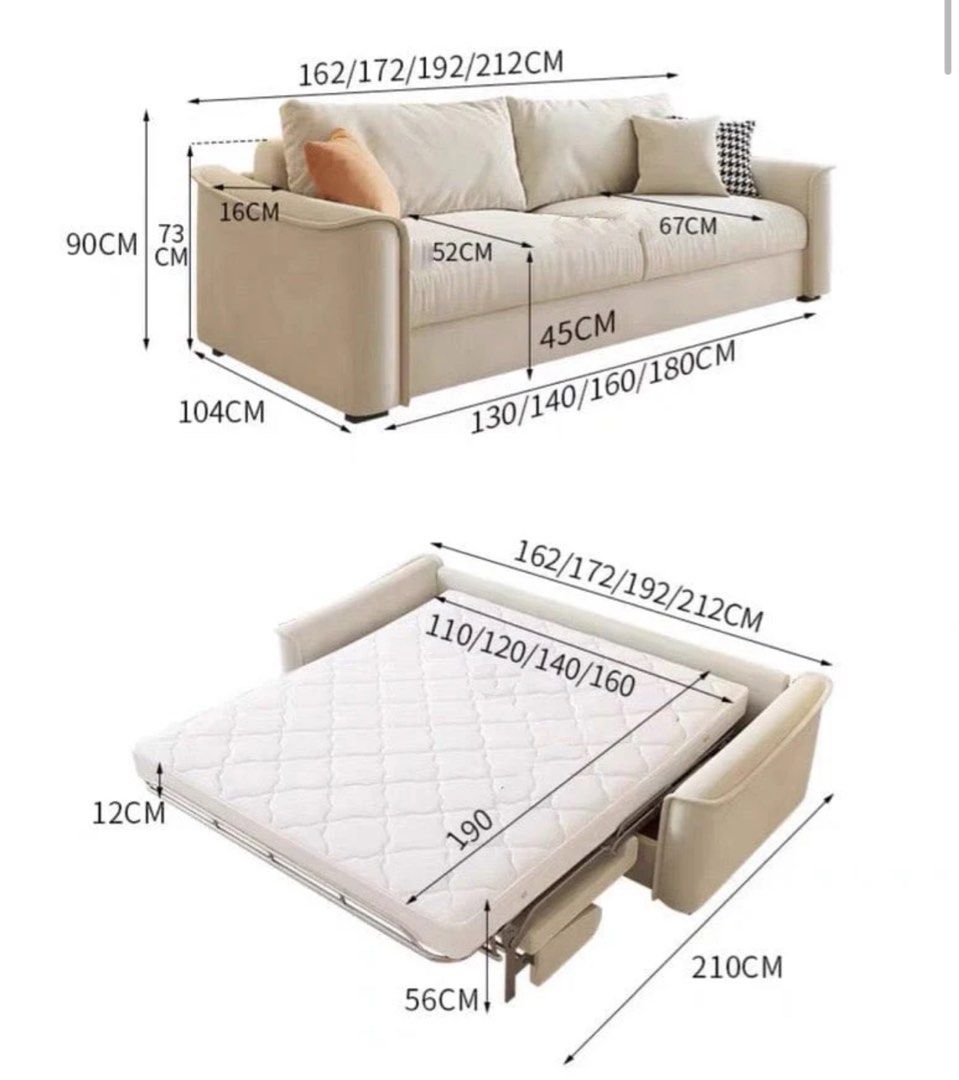 MARS Foldable Sofa Bed with Mattress, Furniture & Home Living ...