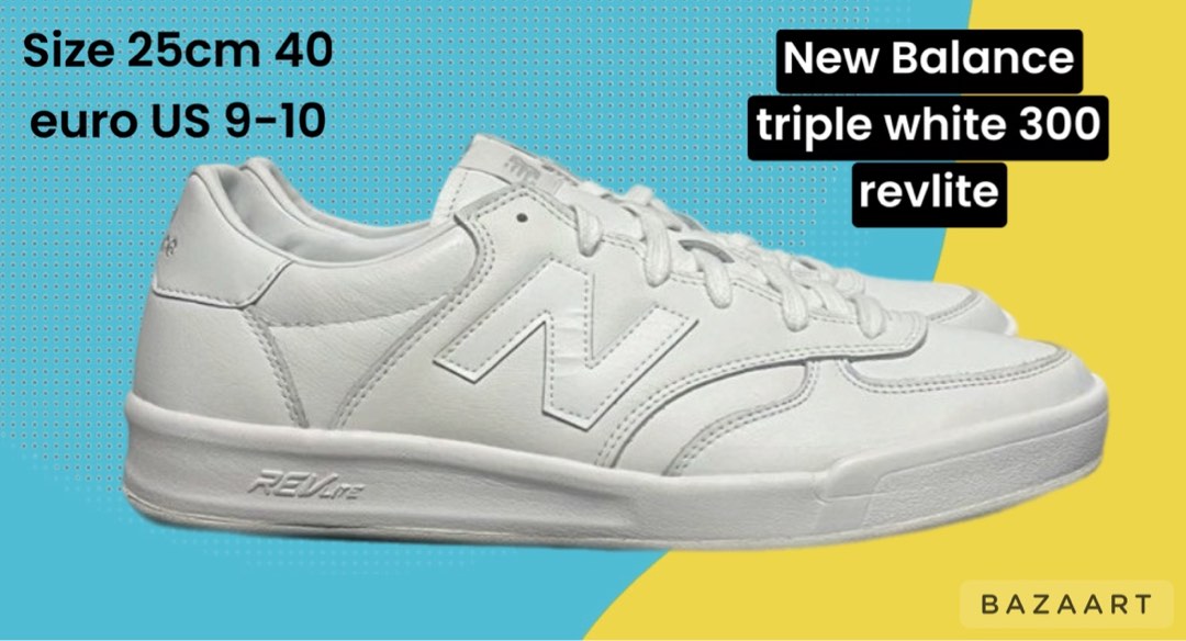New Balance 300 triple white Revlite, Women's Fashion, Footwear ...