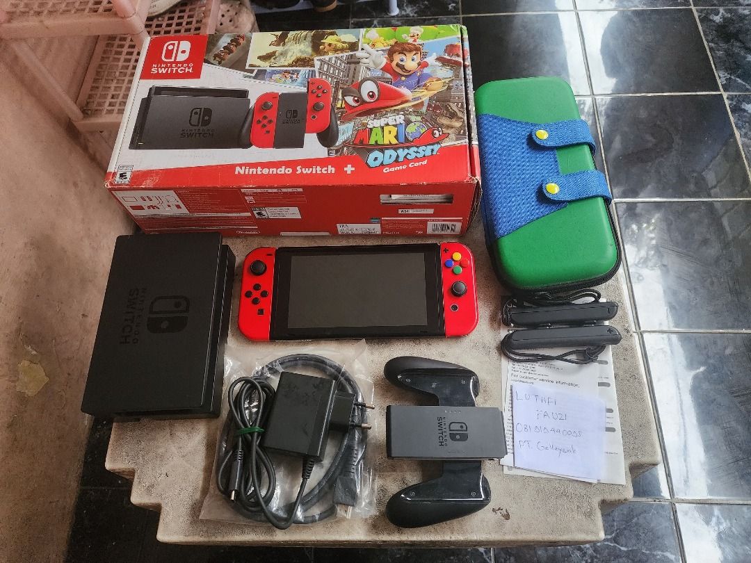 Nintendo Switch v1 CFW Super Mario Odyssey Edition Fullset 128GB, Video ...