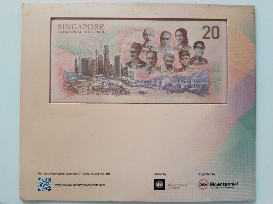 Singapore SGD20 Bicentennial Commemorative Note, Hobbies & Toys ...