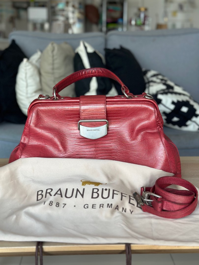 Vintage Red Braun Buffel Doctor Traveller's Leather Bag Large, Luxury ...