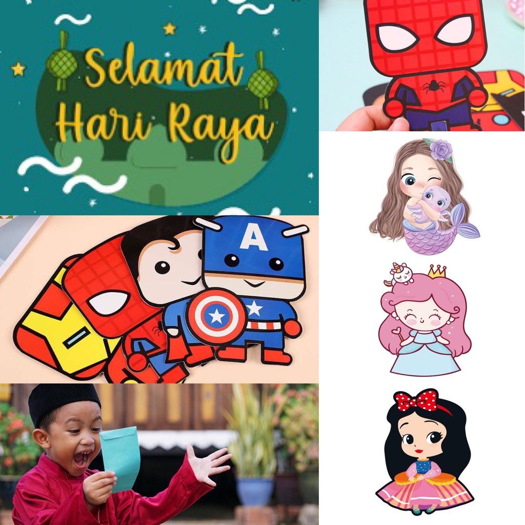 [10pcs] Duit Raya Green Packets Marvel Superman Spiderman Angpau Cute ...