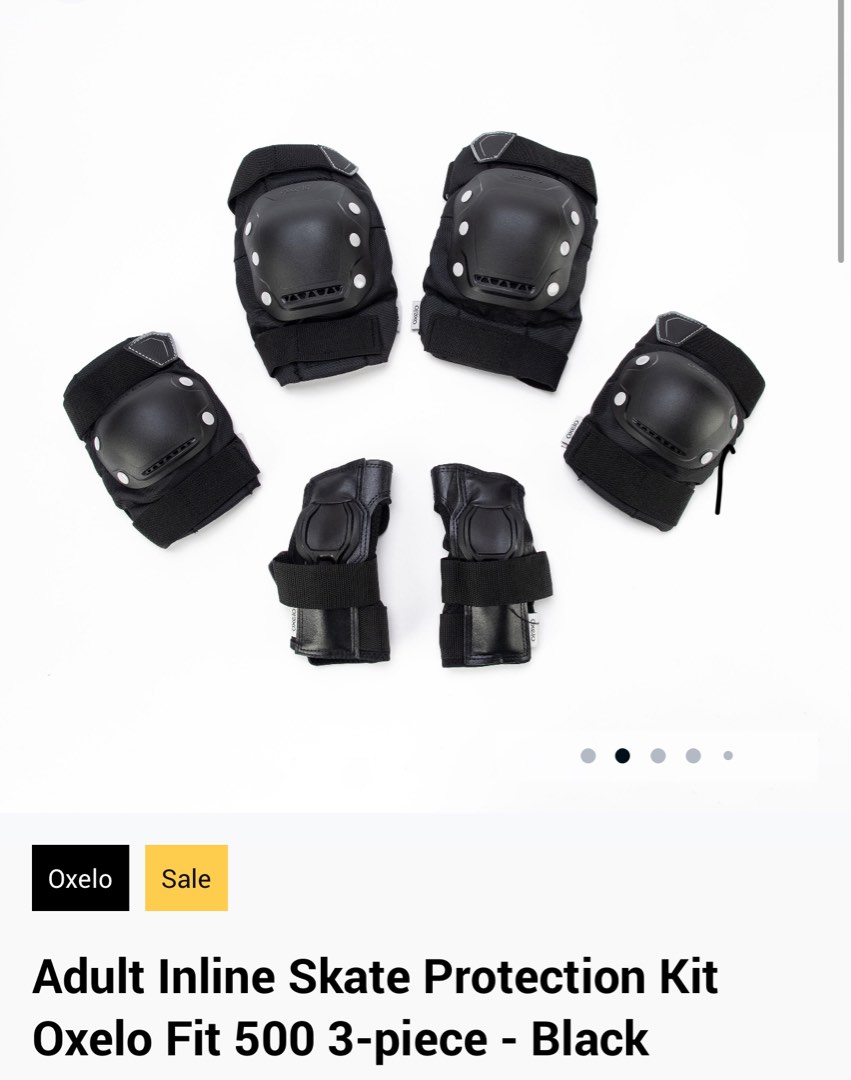 Adult Inline Skate Protection Kit Oxelo Fit 500 3-piece - Black, Sports ...