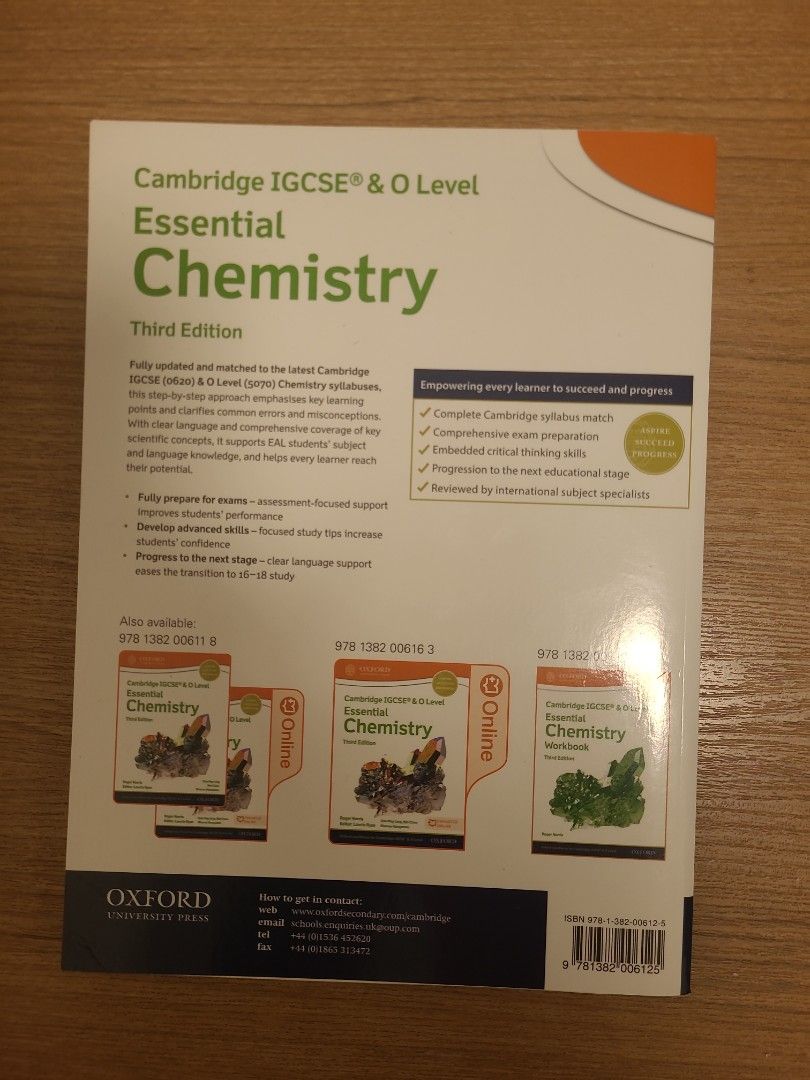 Cambridge IGCSE O Level Essential Chemistry Book (Third Edition), Hobbies & Toys, Books ...