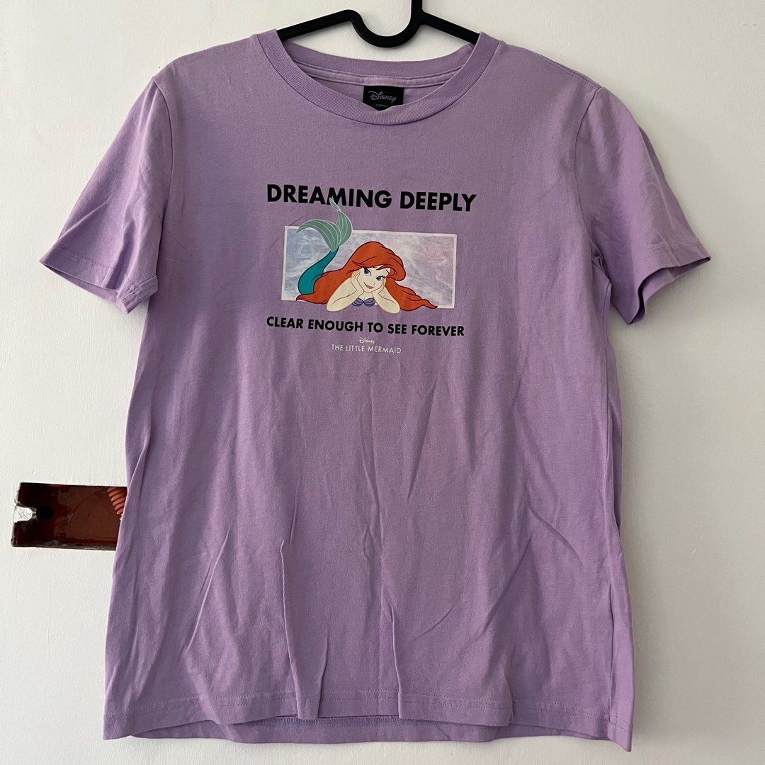 GU Japan Disney My Little Mermaid Ariel Purple Graphic T Shirt, Women's Fashion, Tops, Shirts on ...
