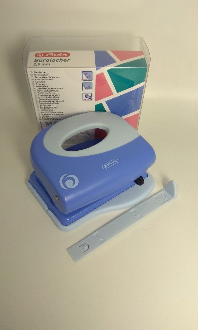 Herlitz 2-Hole Paper Puncher 2MM with Adjustable Alignment Guide Ruler ...
