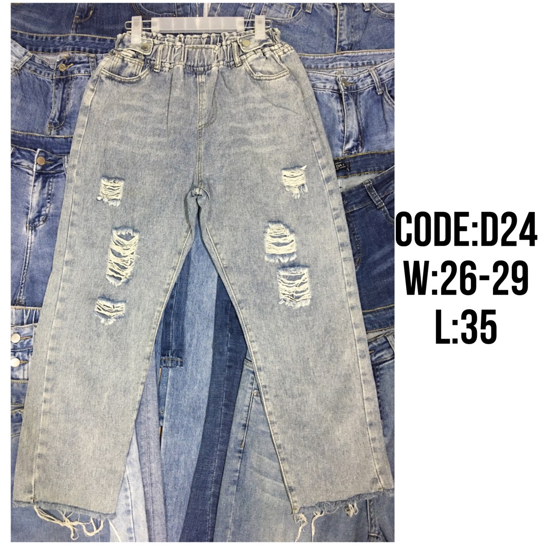 Highwaist Tattered DENIM PANTS|D24|, Women's Fashion, Bottoms, Jeans on ...