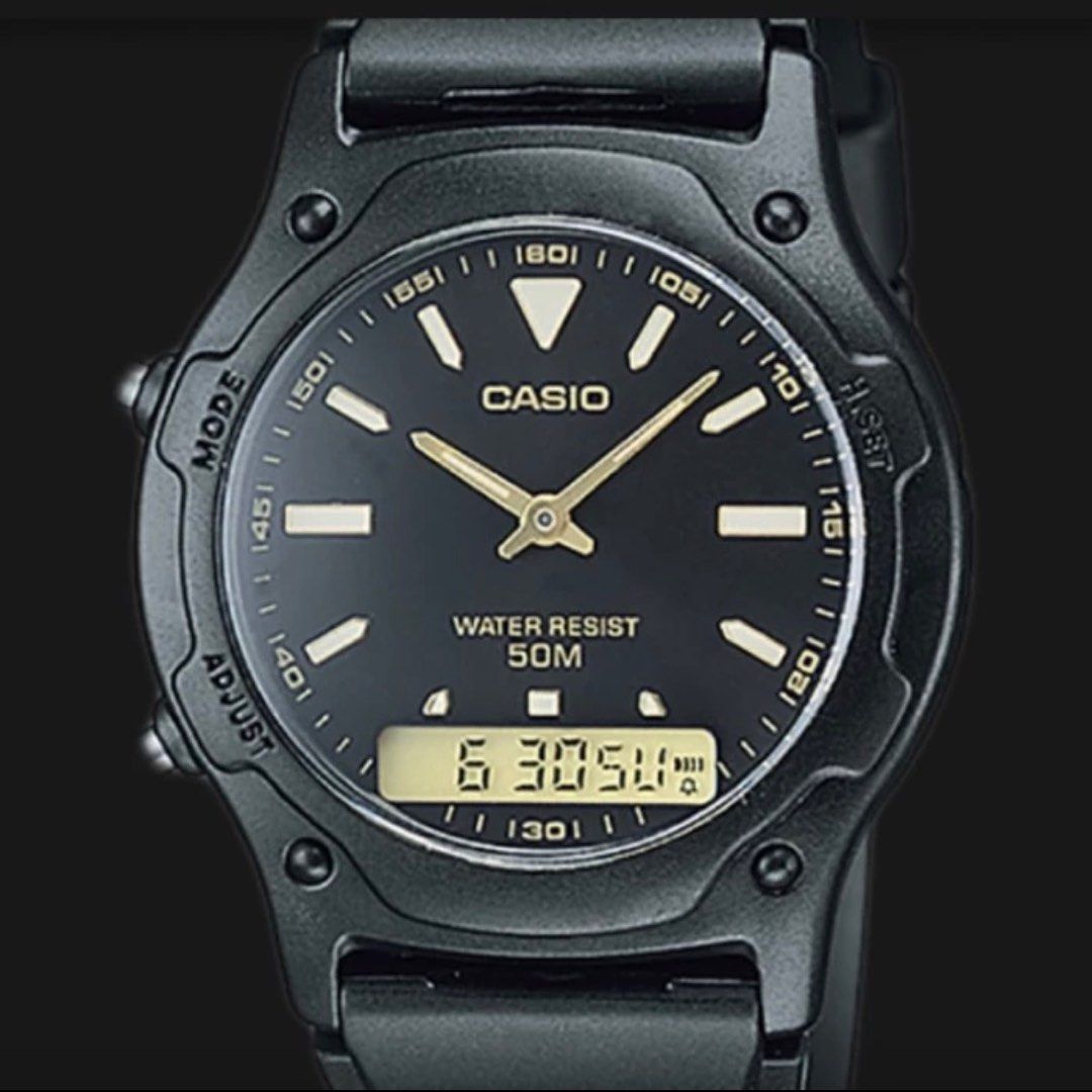 JAM CASIO AW-49HE-1AVDF DIGITAL ANALOG DUAL TIME UNISEX BNIB ORIGINAL ...
