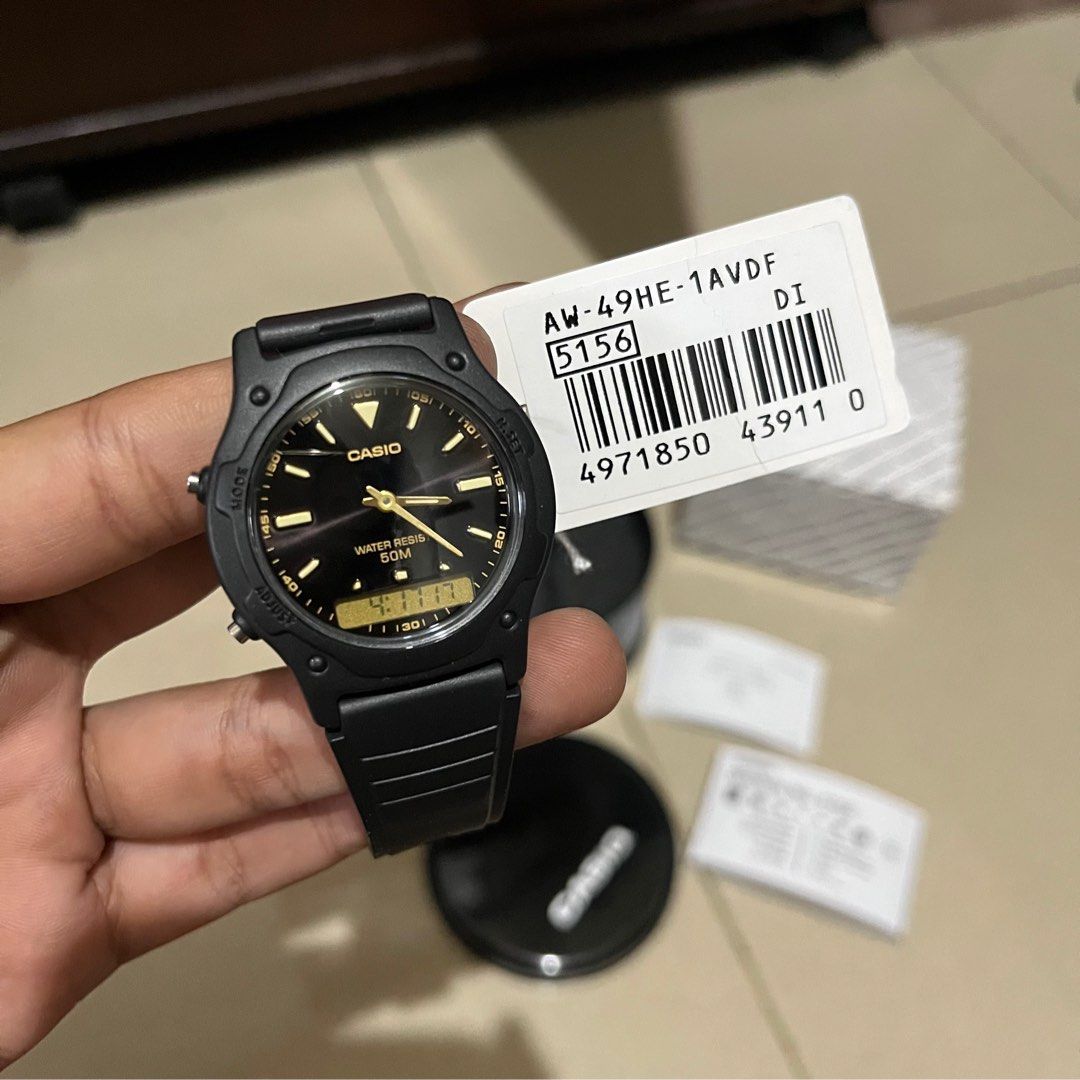 JAM CASIO AW-49HE-1AVDF DIGITAL ANALOG DUAL TIME UNISEX BNIB ORIGINAL ...