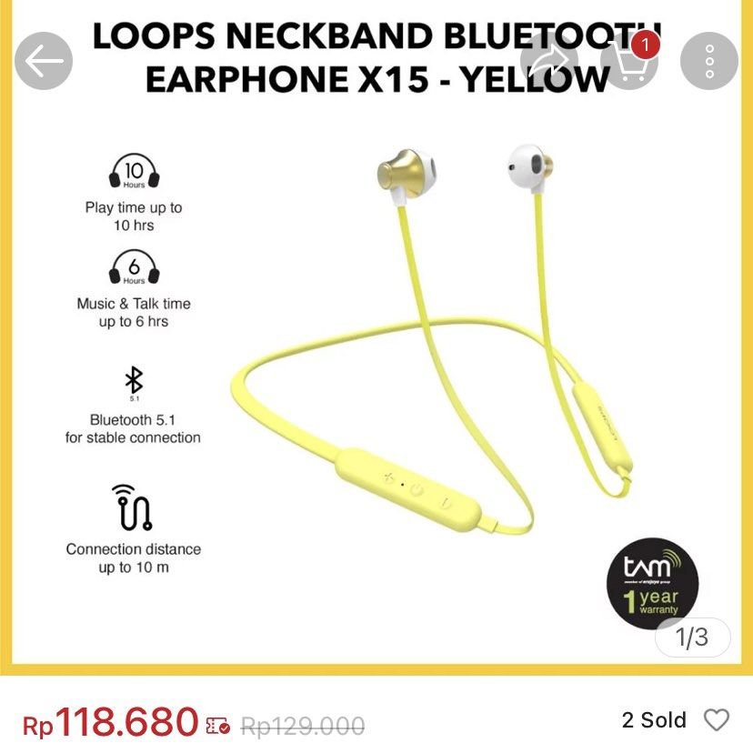 LIKE NEW, NETT LOOPS Neckband Bluetooth Earphone X15 - Pink (beli akhir ...
