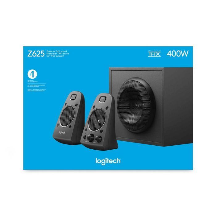 LOGITECH Z625 2.1 SPEAKER SYSTEM WITH SUBWOOFER AND OPTICAL / 3.5MM OR RCA / OUTPUT: 200W RMS ...