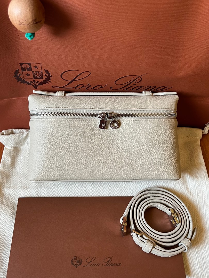 Loro Piana Extra Pocket L19 Pouch Bag in Light Travertine Grained ...
