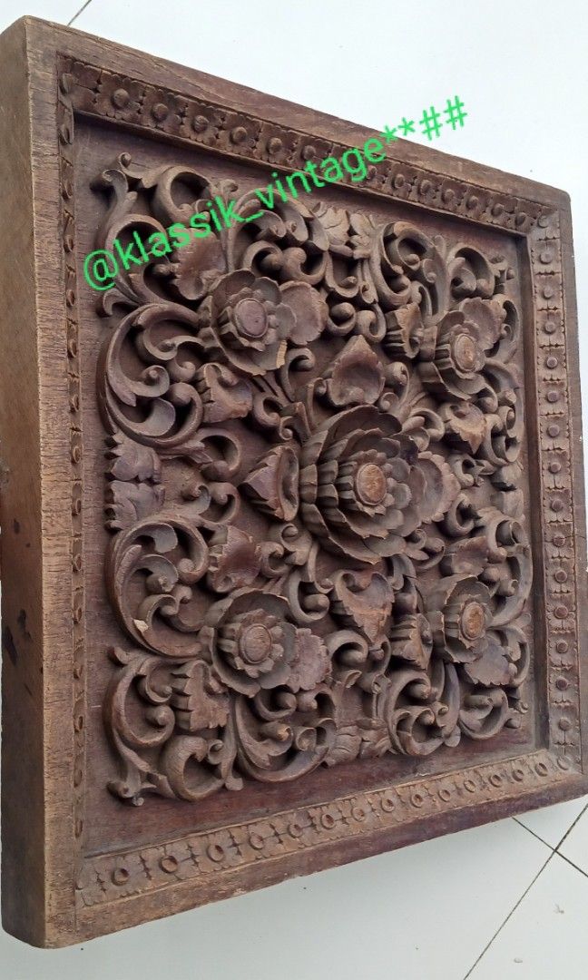 Relief jadul ukiran kayu selembar,bukan sambungan,, Antik, Lainnya di ...