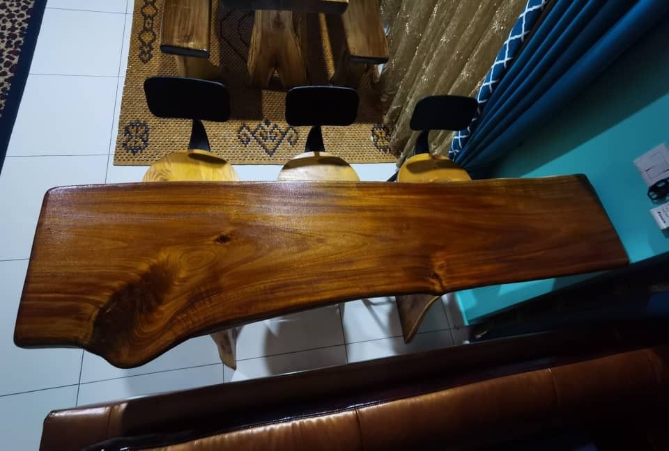 Slab wood bar counter, Furniture & Home Living, Furniture, Tables ...