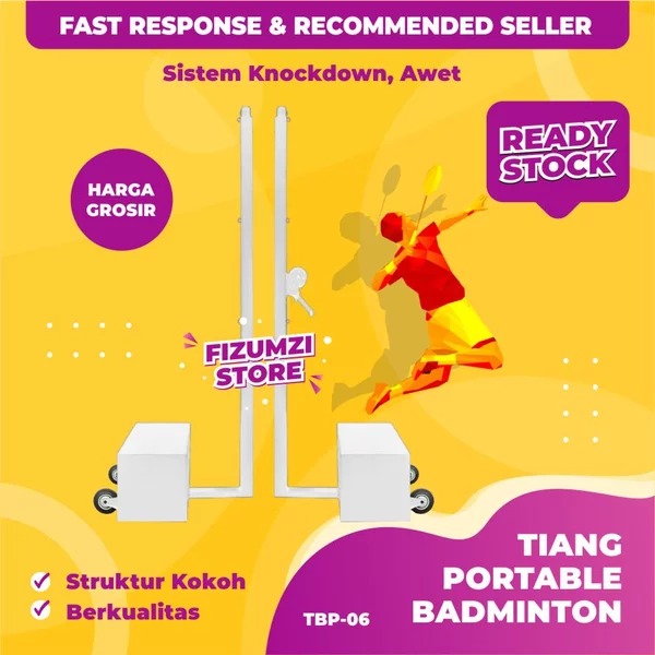 Tiang Portable Badminton TBP-06 Putih Tiang Bulutangkis Tiang Net ...