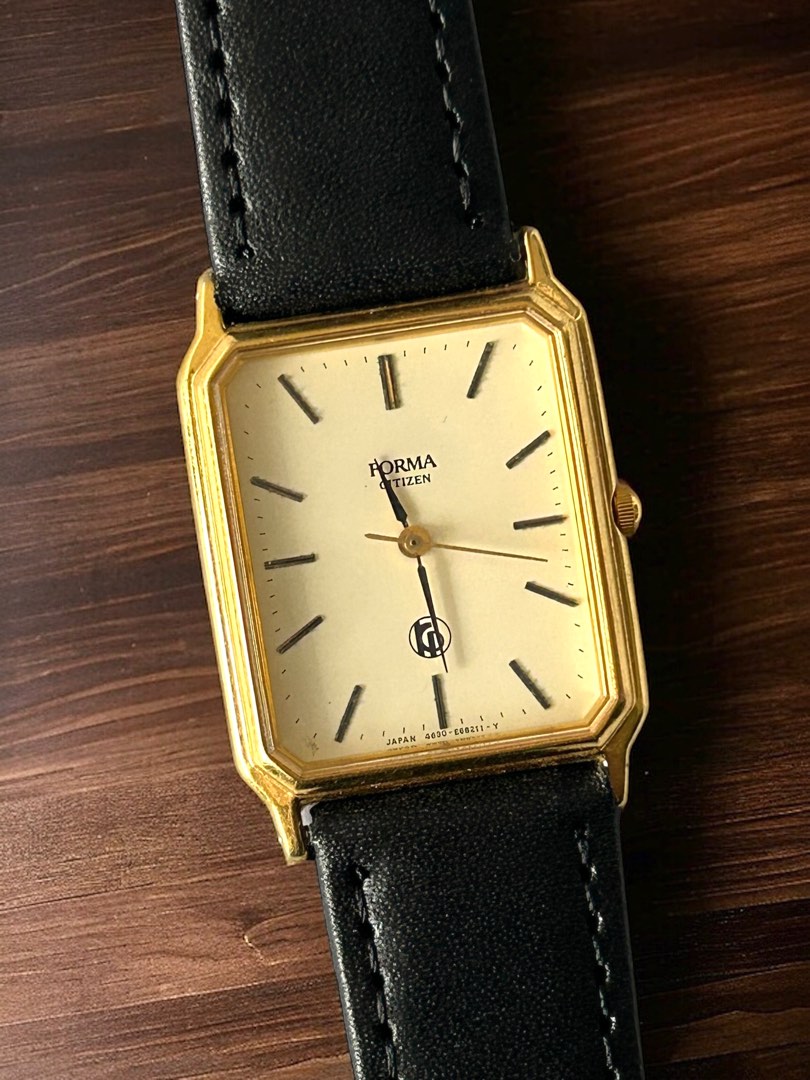 Vintage Citizen Forma “Stepped” JDM Japan Gold Citizen Tank Black ...