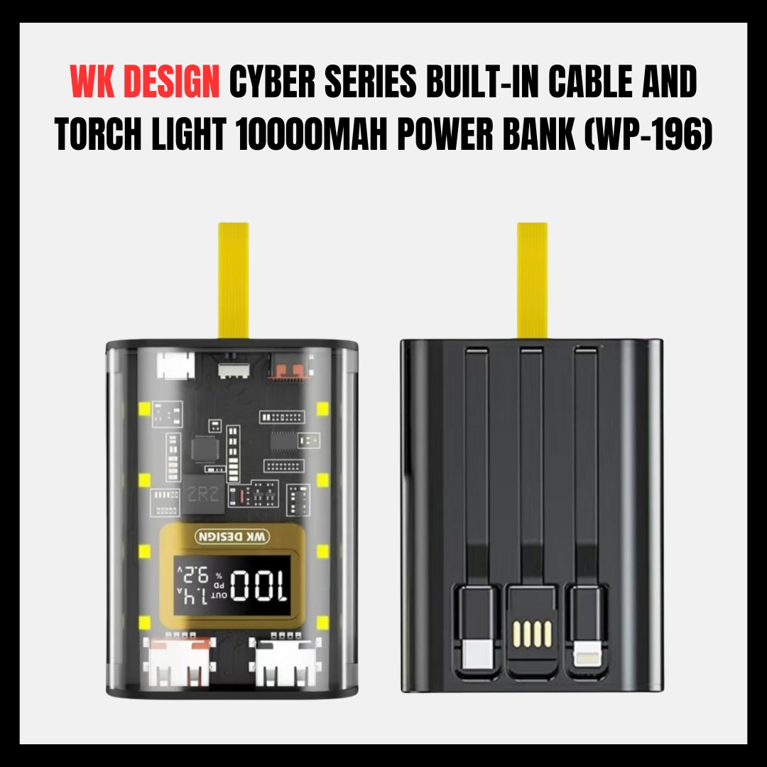 WK DESIGN Cyber Series Built-in Cable and Torch Light 10000MAH POWER ...
