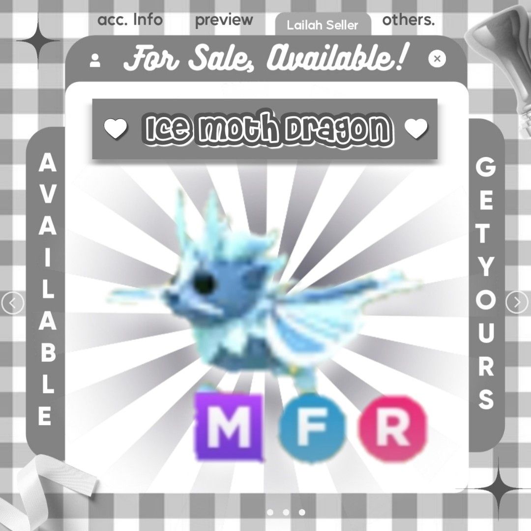 Adopt me |MFR Ice Moth Dragon|Legendary pet| Roblox, Video Gaming, Gaming Accessories, In-Game ...
