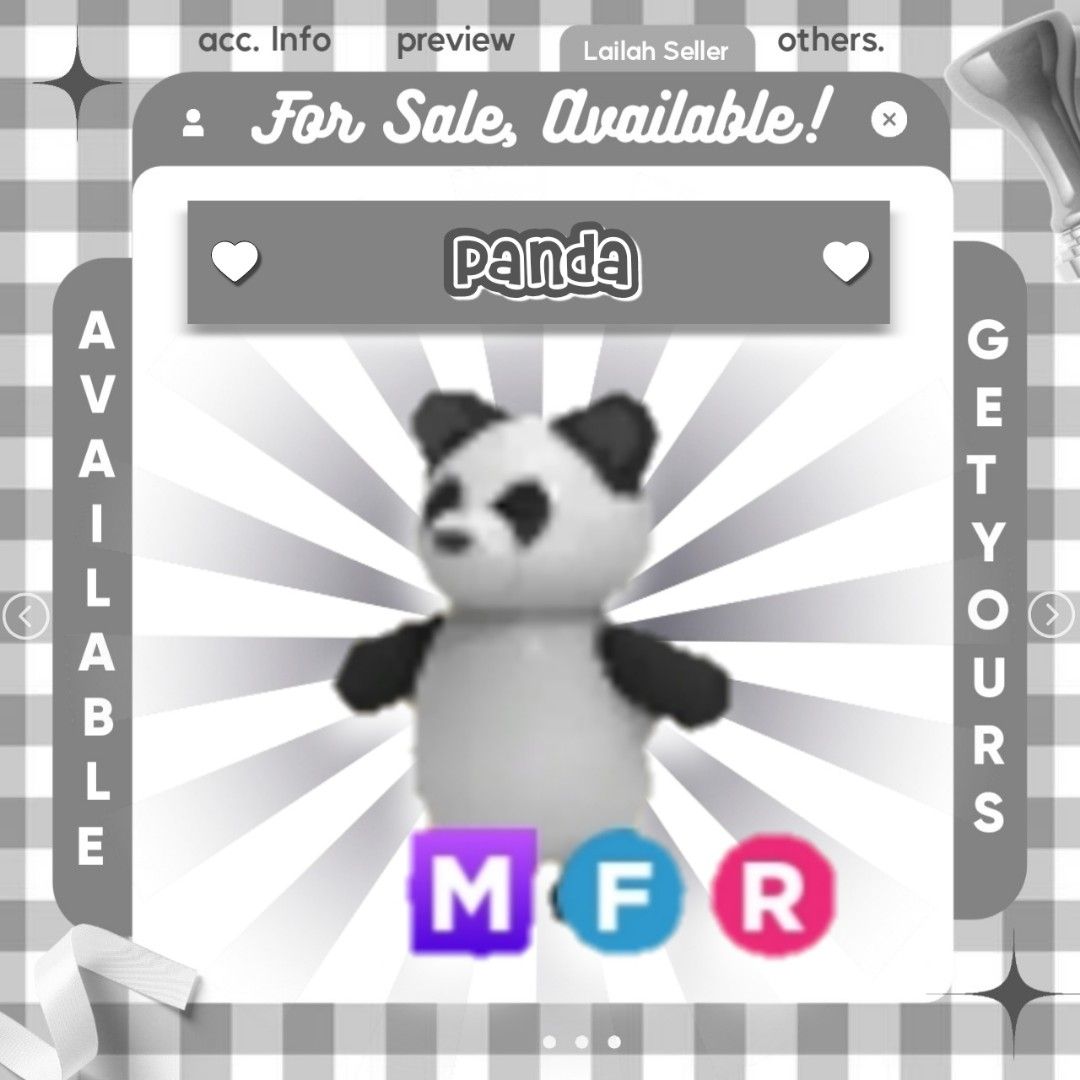 Adopt me |MFR Panda|Ultra-rare pet| Roblox, Video Gaming, Gaming ...