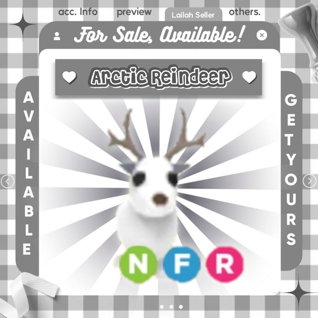 Adopt me |NFR Arctic Reindeer|Legendary pet| Roblox, Video Gaming ...