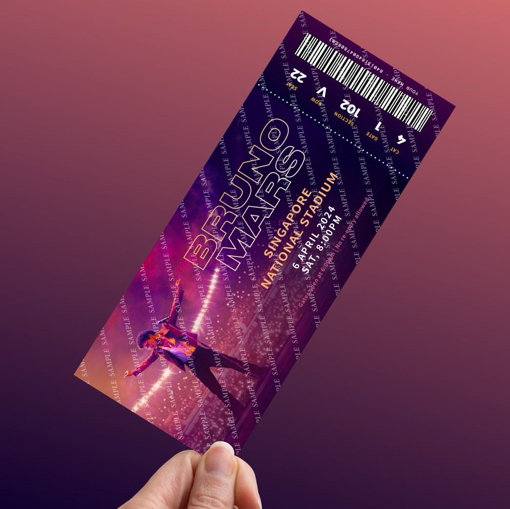 Bruno Mars Custom Concert Ticket | Memorabilia | Collectors, Hobbies ...