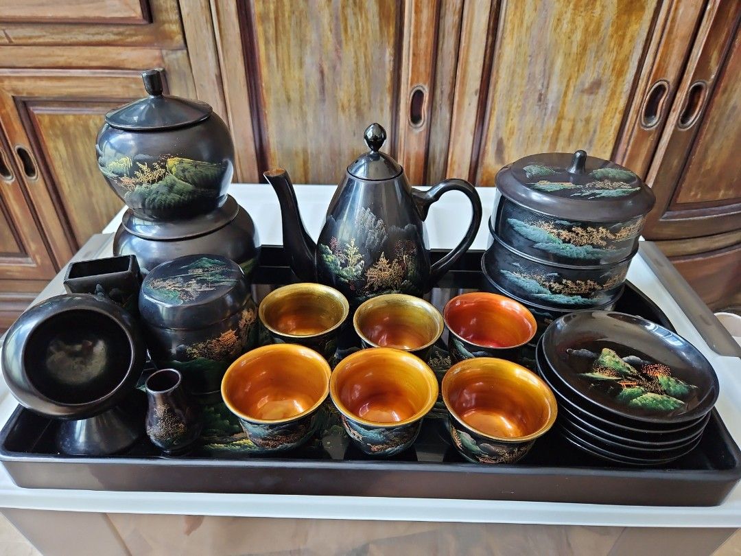 Chinese Fuzhou Lacquer Extensive Teaset, Hobbies & Toys, Memorabilia ...