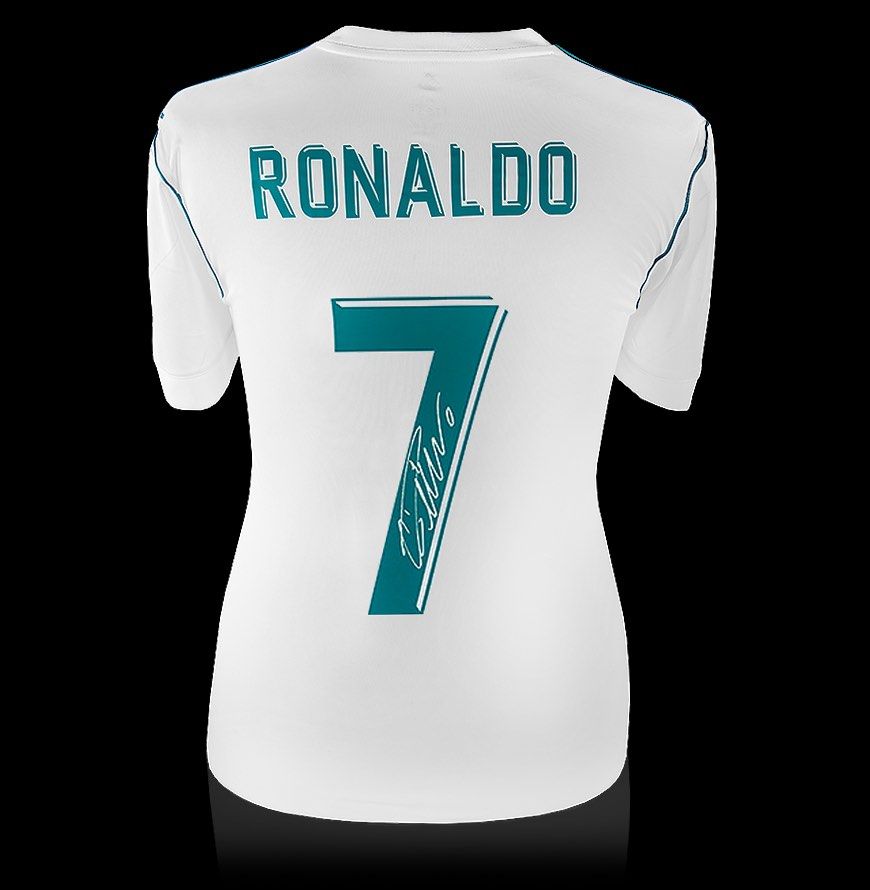 Cristiano Ronaldo Back Signed Real Madrid 2017-18 Home Shirt With Fan ...