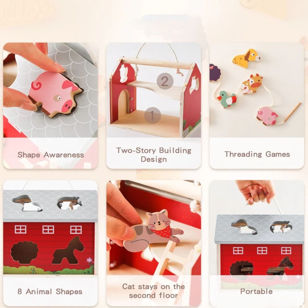 Educational Interactive Take-along Threading Shape Sorting Portable ...