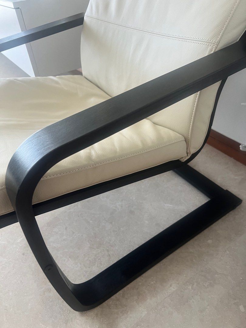 IKEA arm chair with leather cushion, Furniture & Home Living, Furniture ...
