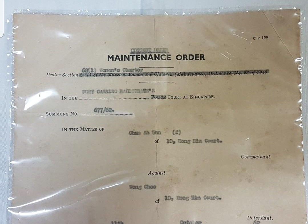 Maintenance Order Court At Singapore 1962, Hobbies & Toys, Memorabilia ...