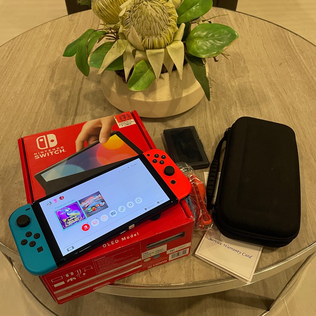 Nintendo Switch OLED Neon and Red Complete with Box, Digital Games, and ...