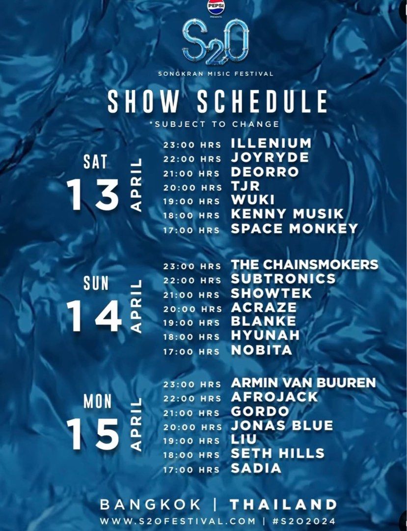 S2O Thailand Songkran Music Festival Tickets, Tickets & Vouchers, Event Tickets on Carousell