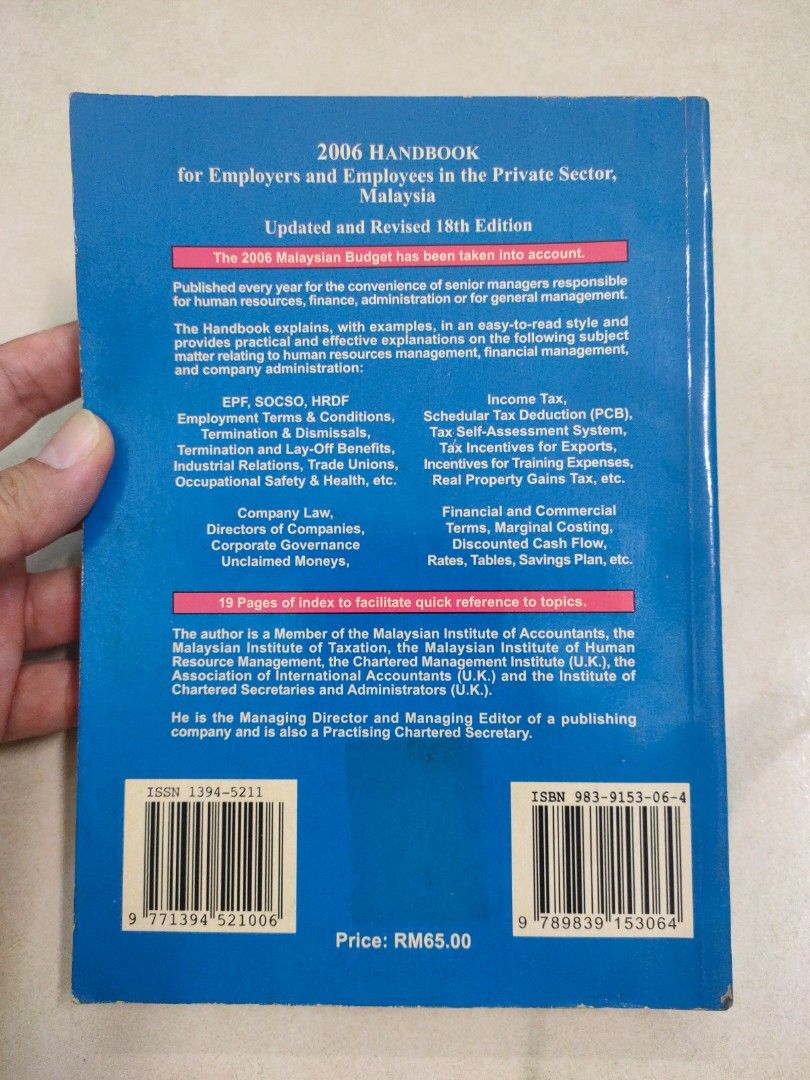 [Used] Malaysia 2006 Handbook for Employers and Employees in Private Sector by R P Baskaran ...