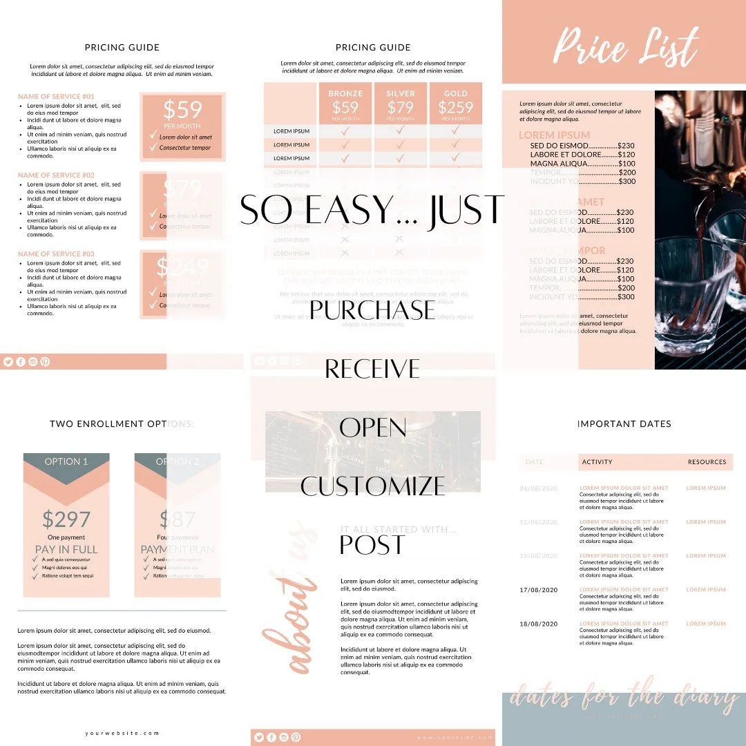 48 Services & Pricing Guide Canva ROSIE Templates | Business Tool ...