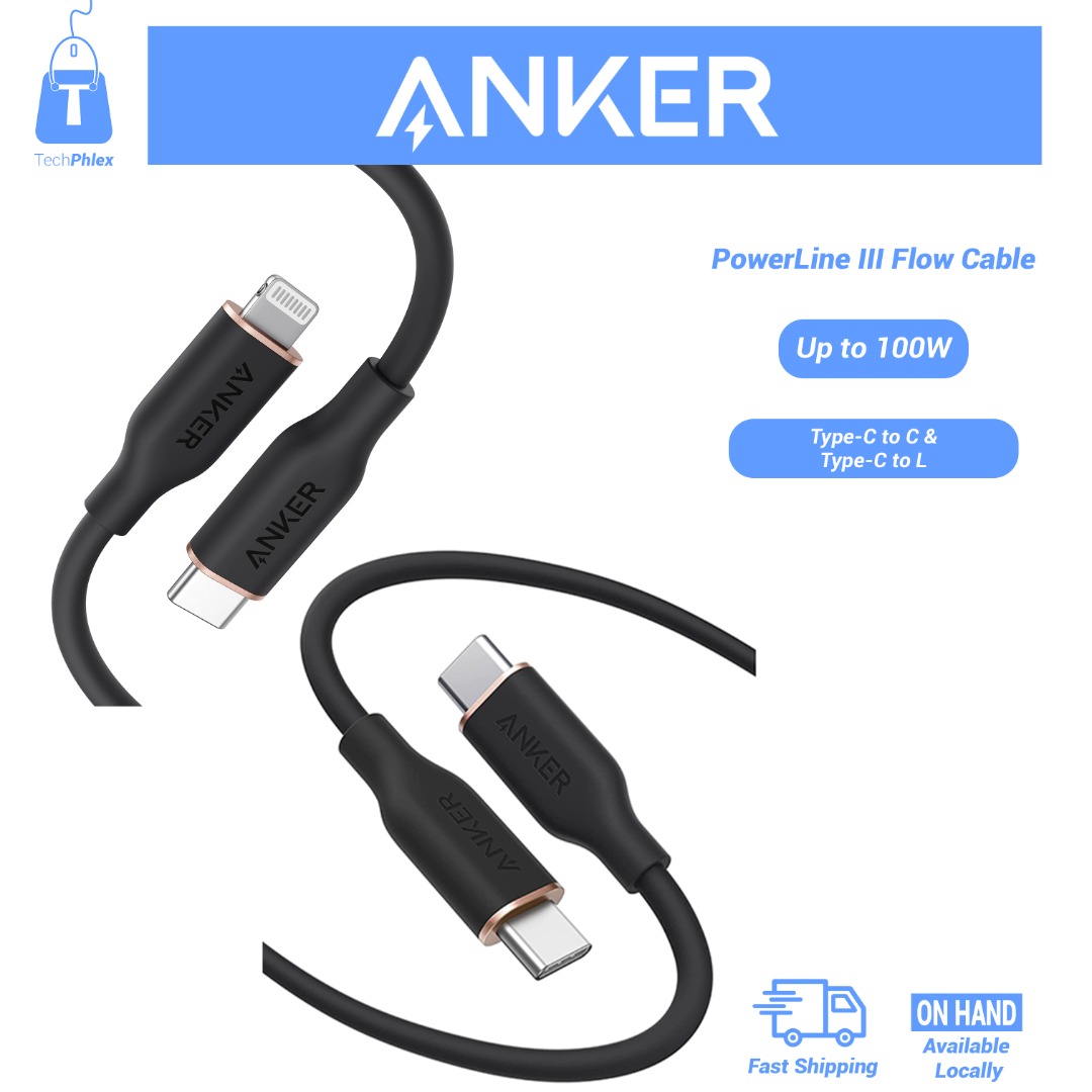 Anker PowerLine III Flow Type C-C and C-Lightning Cable, Mobile Phones ...