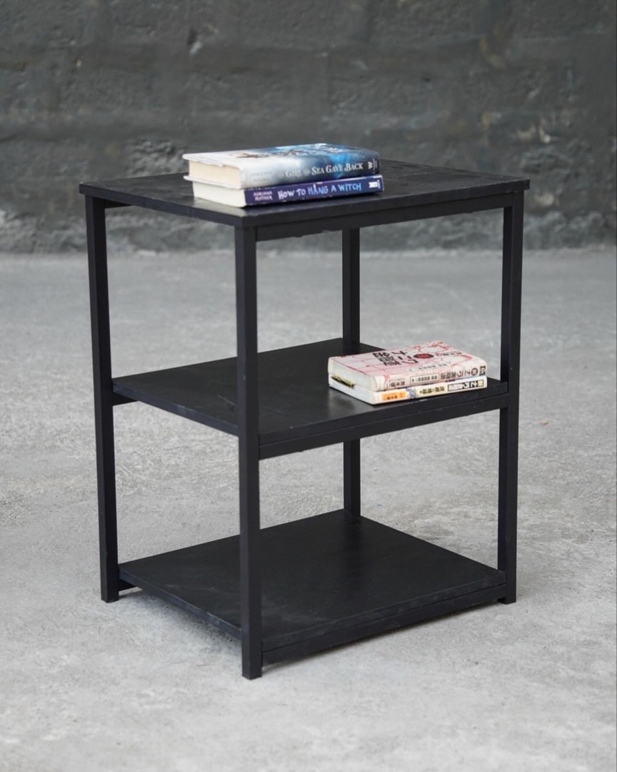 Black wooden 3tier side shelving unit L 19 inches W 15.5 H 24.5 ...