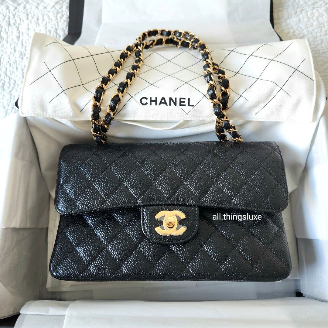Chanel Small Classic Flap Bag Black Caviar LGHW Brand New, Luxury, Bags ...