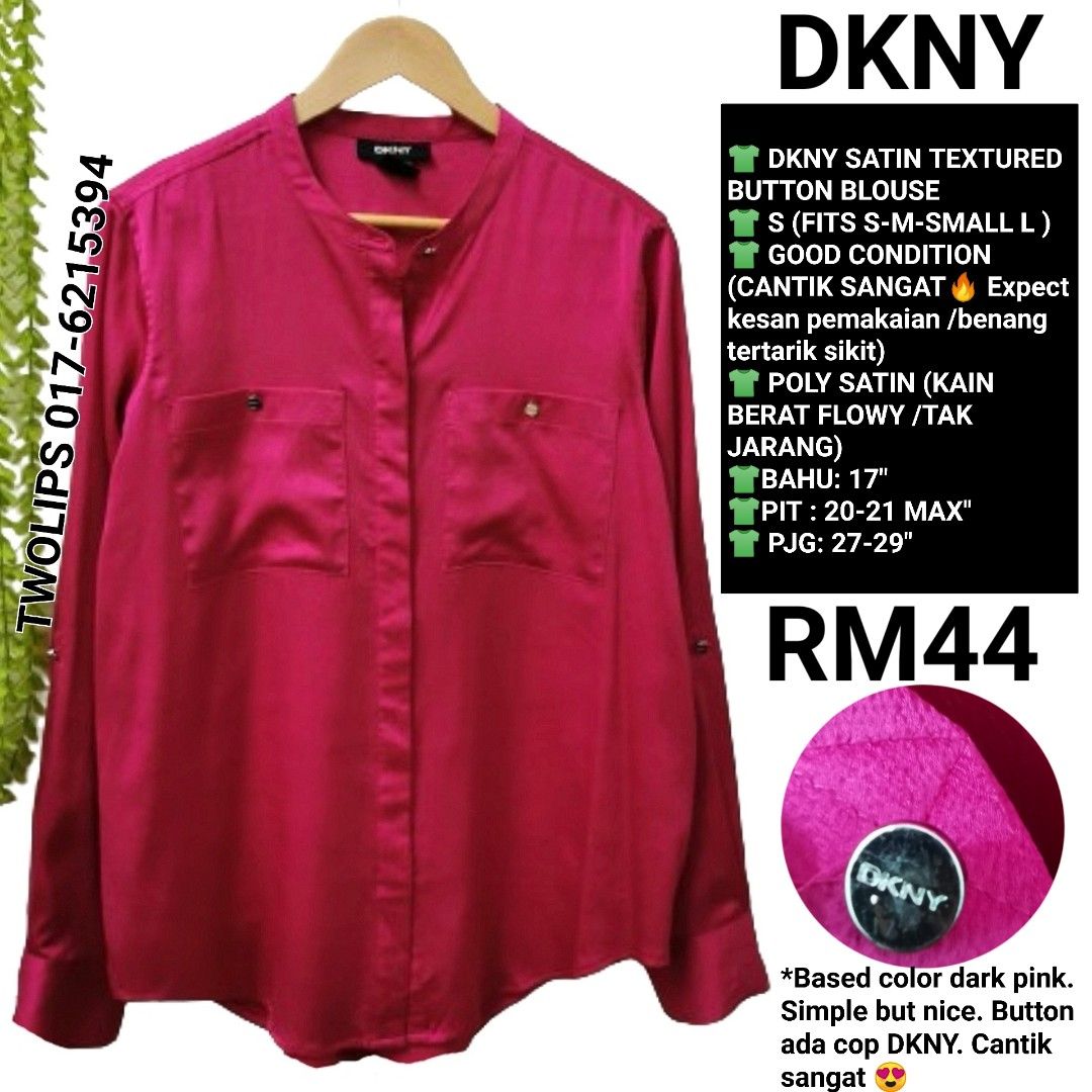 DKNY TEXTURE SATIN BLOUSE, Women's Fashion, Tops, Blouses on Carousell