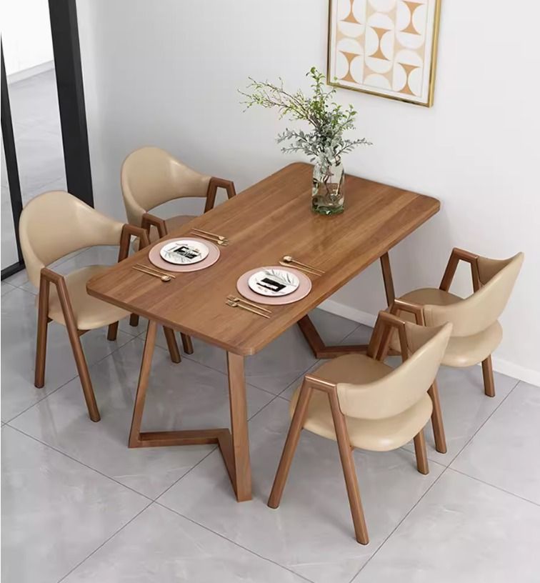 [$5 off every $100] V Stand Wooden Dining Table & A Sharp Chair Set ...