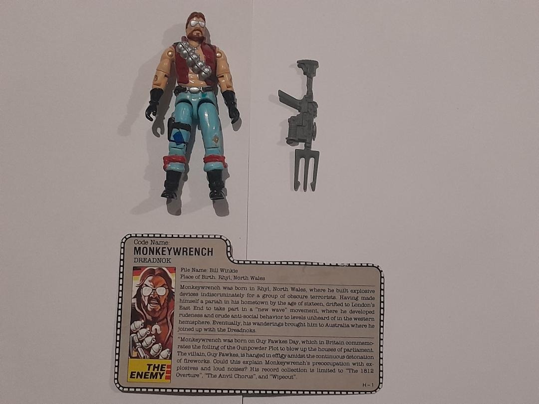 G.I. JOE: COBRA ENEMY Vintage DREADNOKS: MONKEYWRENCH Loose Toy Figure ...